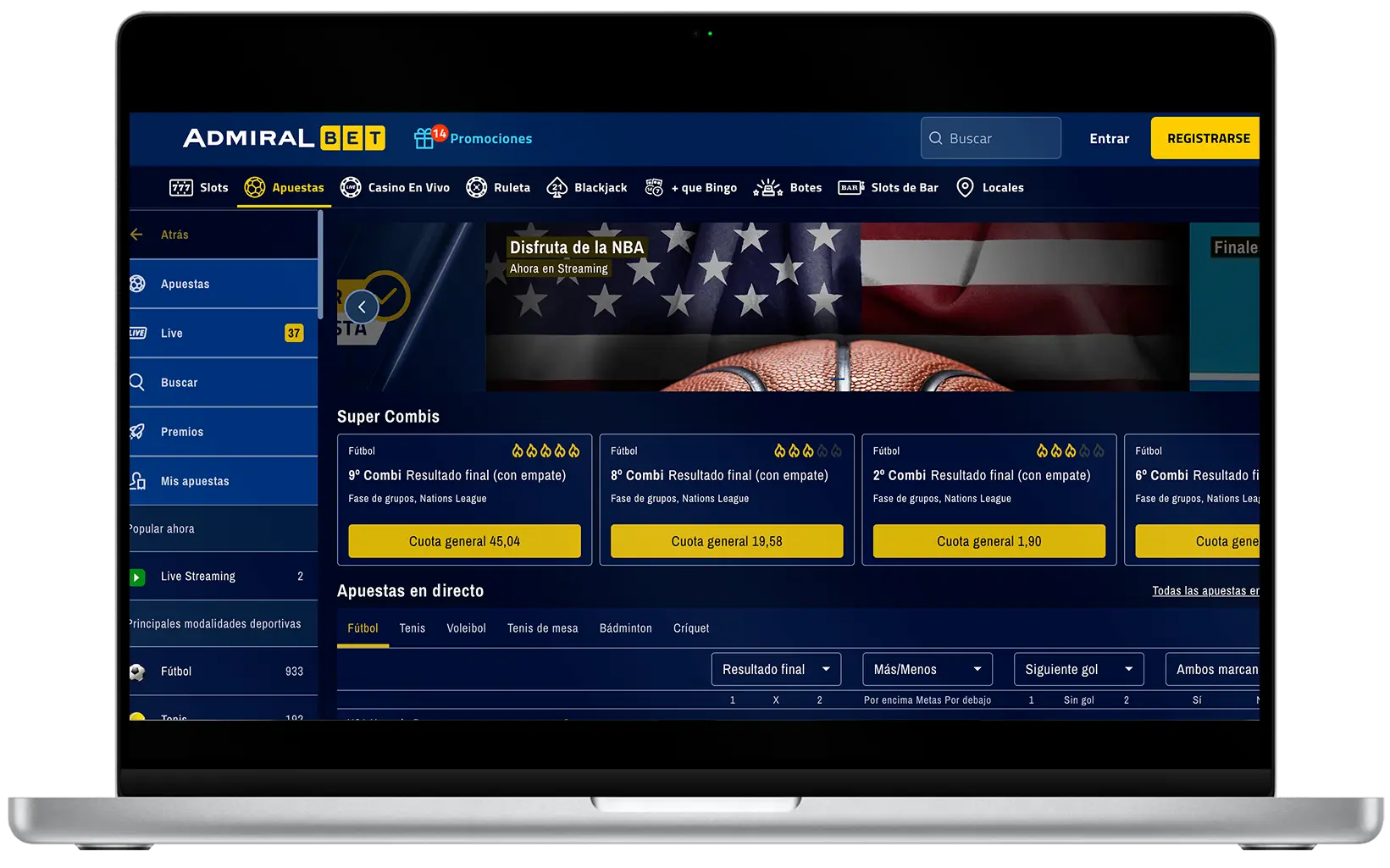 AdmiralBet Apuestas Deportivas Online con Bonos: Live, Fútbol
